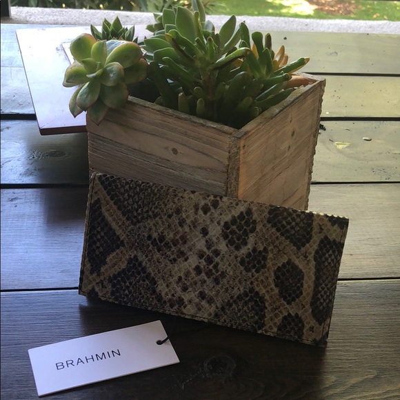 Brahmin | Bags | Brahmin Leather Embossed Python Checkbook Cover | Poshmark